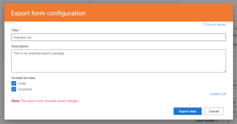 Export a form template - Sintel Apps