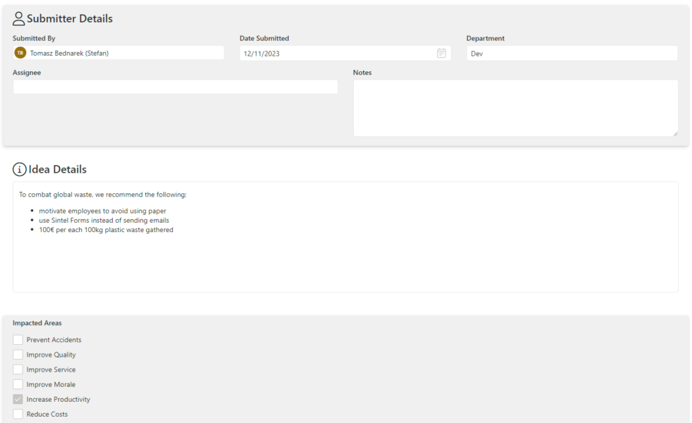 New "Cosy" Form Interface - Sintel Apps