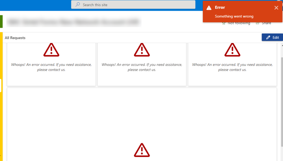 Error displaying data on a Dashboard - Sintel Apps