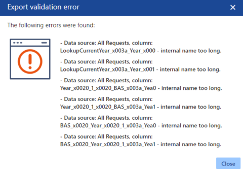 Cannot Export a Sintel App Template due to long internal field names - Sintel Apps