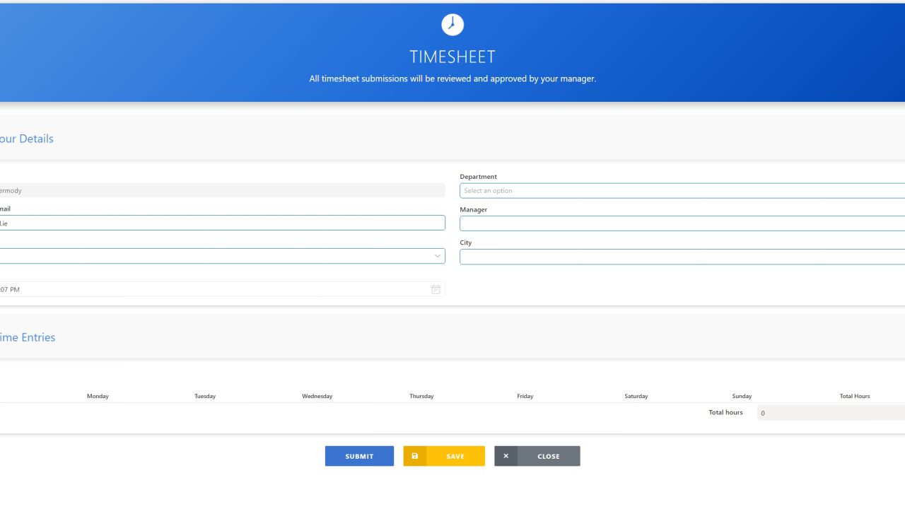 Timesheet App - Sintel Apps